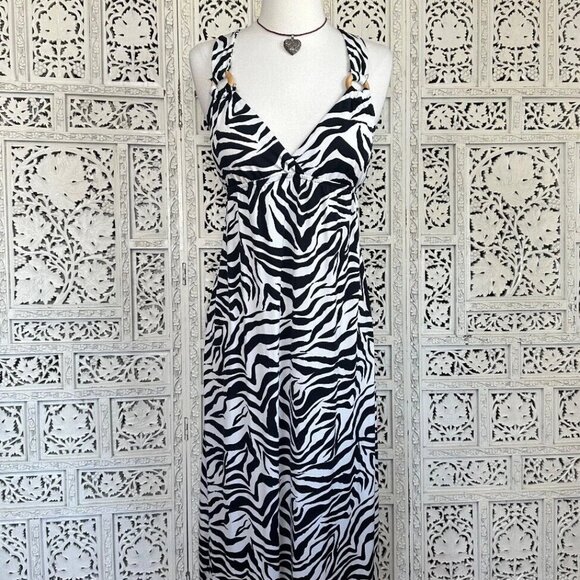 Soulmates | Dresses | Vintage Zebra Print Faux Wrap V Neck Sleeveless ...